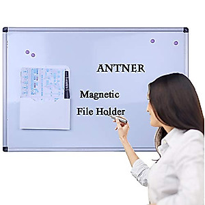 Antner 2 Pack Magnetic File Holder Letter Size Magnetic Wall File Organizer Office Supplies Mail Planners Case, White