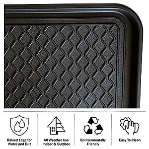 Stalwart 75-ST6012 All Weather Boot Tray-Water Resistant Plastic Utility Shoe Mat for Indoor and Outdoor Use in All Seasons (Black), Large