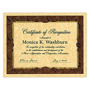 Southworth Foil-Enhanced Parchment Certificates, 8.5" x 11", 24 lb/90 GSM, Gold Foil, Paisley Design, Brown,15 Count - Packaging May Vary (98868)