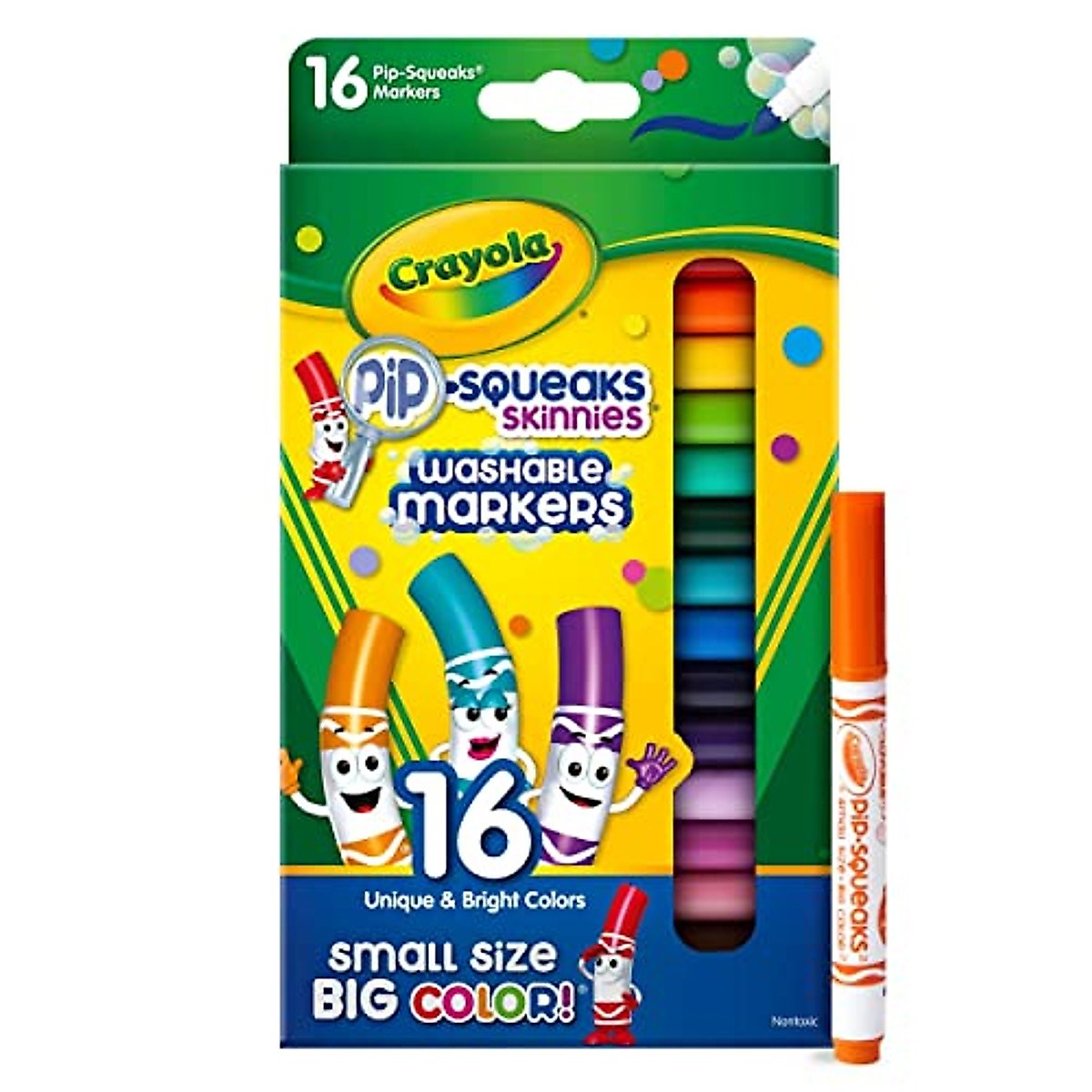 Crayola Washable Pip Squeaks Skinnies Markers, 16 Count, School Supplies, Gifts for Boys and Girls