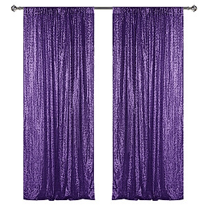 Sugargirl Purple Sequin Backdrop Curtain 2 Panels 2FTx8FT Glitter Purple Background Drapes Sparkle Photography Backdrop for Party Wedding Birthday Wall Decoration