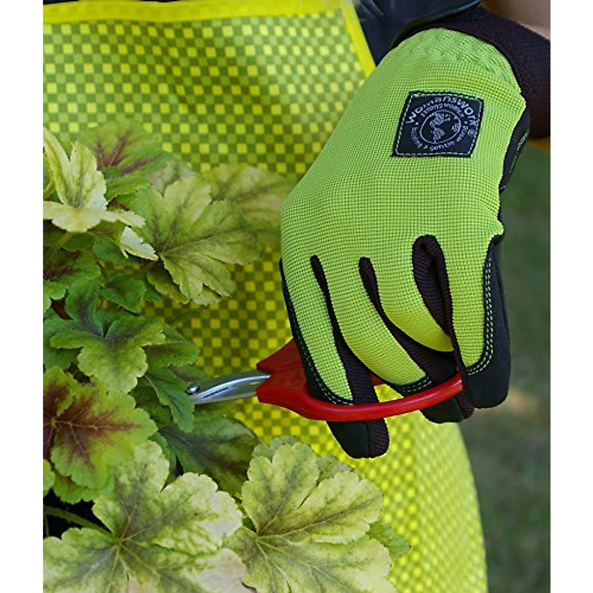 Womanswork Stretch Gardening Glove with Micro Suede Palm, Lime Green, Large