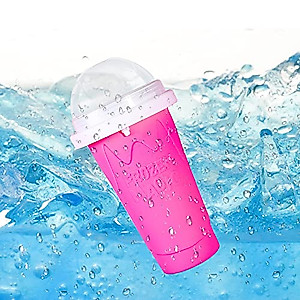 cdbz Slushy Cups,Slushie Maker Squeeze Cup,Frozen Magic Slushy Maker Cup,Slushy Cup 2 Pack, Protable Smoothie Mug Ice Cream Maker for Juices and Drinks (BLUE+PINK)
