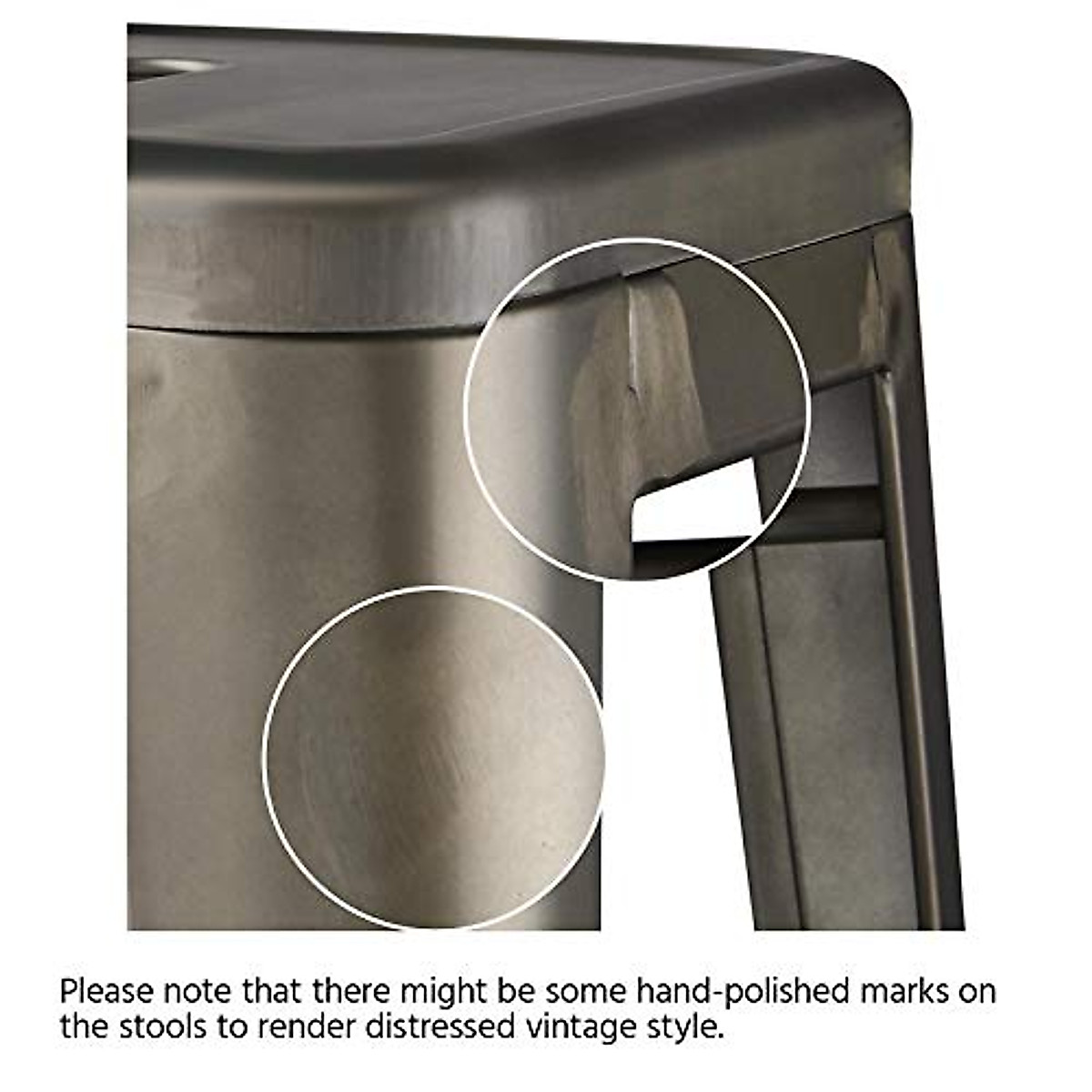 Yaheetech 30 Inches Metal Bar Stools, Set of 4 High Backless Barstools, Counter Height Patio Furniture Indoor/Outdoor Stackable Kitchen Dining Chair, Gun Metal