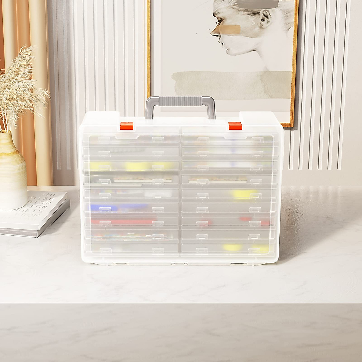 Barhon Photo Storage Box 4x6 Pictures, 18 Inner Seed Storage Organizer Extra Large, Photo Organizers Keeper Photo Cases Picture Storage (White)