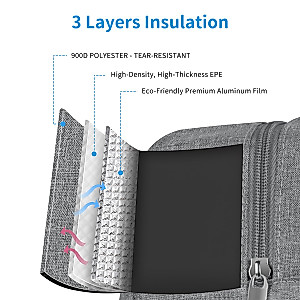DALINDA Lunch Bag Lunch Box for Women Men Reusable Insulated Lunch Tote Bag,Leakproof Thermal Cooler Sack Food Handbags Case High Capacity forTravel Work School Picnic- Grey