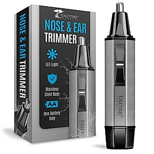 ToiletTree Products Nose Hair Trimmer with LED Light - Stainless Steel, Heavy-Duty Casing - Ear & Nose Hair Trimmer - Men's Grooming Trimmer for Beard, Eyebrows, and Ears