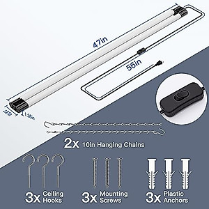 BBOUNDER 16 Pack Linkable LED Utility Shop Light, 4 FT, 6500K Cool Daylight, 4400 LM, 48 Inch Integrated Fixture for Garage, 40W Equivalent 250W, Surface + Suspension Mount, Black