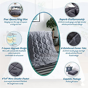 JOLLYVOGUE King Size Weighted Blanket 25 lbs-88''x104'' for Adult with Premium Fabric and Glass Beads, Dark Grey