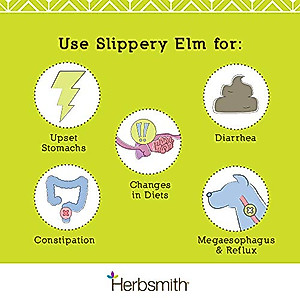 Herbsmith Organic Slippery Elm - Digestive Aid for Dogs and Cats - Constipation and Diarrhea Relief for Dogs and Cats - Megaesophagus Dog Aid- 75g