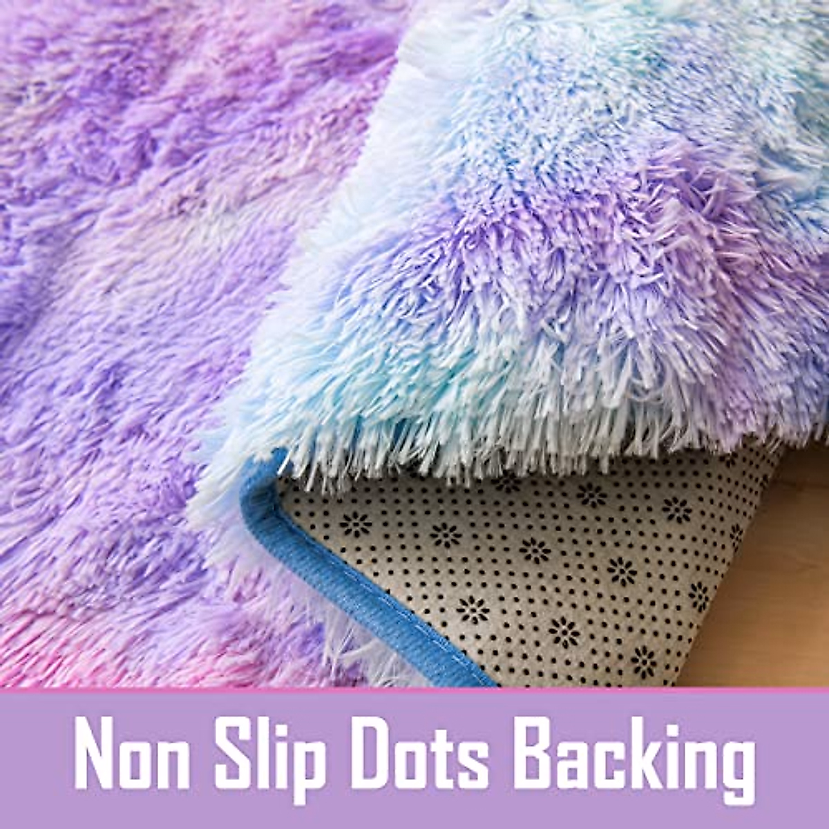 A Nice Night Shaggy Fluffy Faux Fur Area Rug,Soft, Luxurious Shag Carpet Rugs for Nursery Rug, Bedroom, Living Room, Luxury Bed Side Plush Carpets, Rectangle (Blue Purple, 5' x 7')