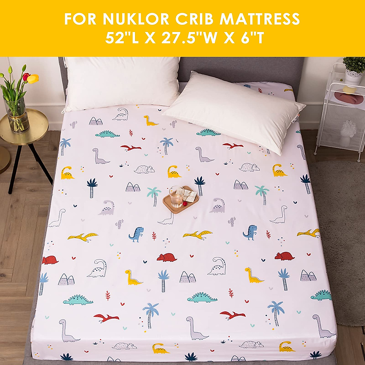 Waterproof Fitted NUKLOR Crib Mattress Pad and Toddler Crib Mattress, Protective Baby Crib Mattress Cover, Bedding Sets Breathable and Hypoallergenic for Boys and Girls (27.5'' x 52'' x 6'' 1Pack)