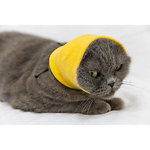 DDFS Cat Hematoma Ear Wrap,Cat No Flap Ear Wrap Anxiety & Stress Relief - No Flap Ear Wrap for Cats Yellow S