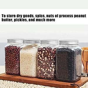 Lainrrew Plastic Storage Jars,6 Pack 47.5 OZ Large Capacity Containers Food Storage Containers Square Plastic Jars with Lids for Kitchen, Crafts, Stackable Food-Safe Storage, BPA-Free