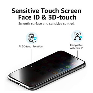 Amazon Basics Privacy-Tempered Glass Screen Protector for iPhone X / XS and 11 Pro - 5.8 Inch, 5.43" x 2.56", Anti Glare & Blue Light Filter