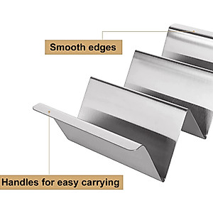 RHBLME 6 Pack Taco Holders, Stainless Steel Taco Tray with Handle, Stylish Taco Shell Holders for 3 Tacos, Use as a Taco Rack to fill Tacos with Ease - Safe for Dishwasher, Oven and Grill