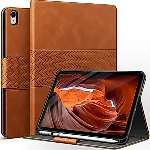 auaua Case for iPad 10th Generation 2022, 10.9 inch Case with Pencil Holder, Auto Sleep/Wake, Adjustable Stand, PU Leather (Brown)