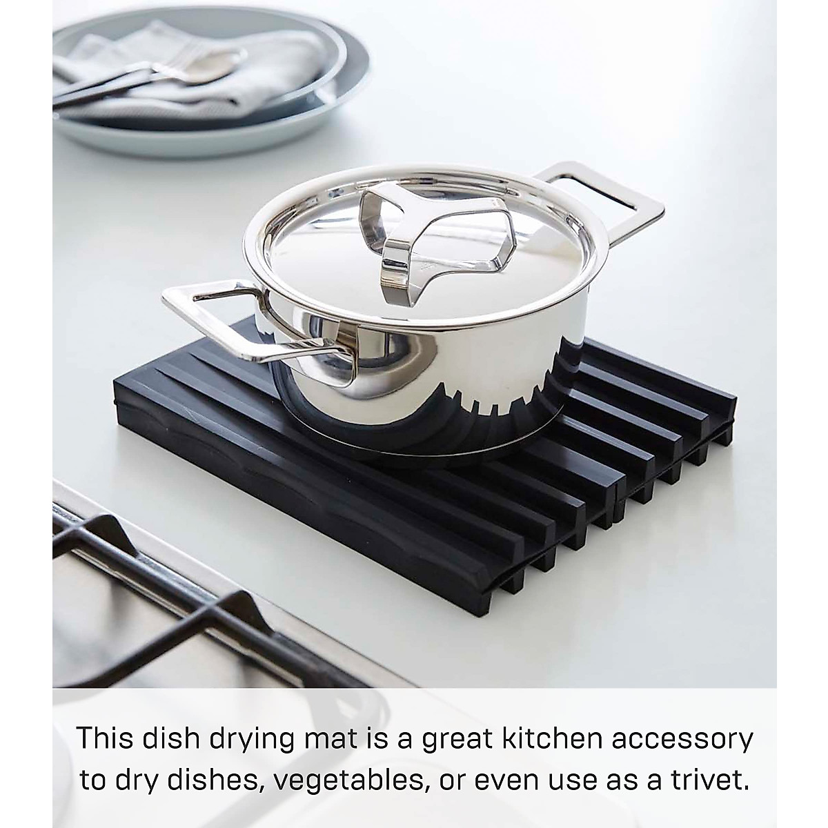 Yamazaki Home Tower Foldable Drainer Tray – Kitchen Dish Drying Mat