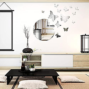 17 Pieces 3D Acrylic Mirror Wall Decor Stickers Removable Butterfly Mirror Wall Stickers DIY Mirror Butterfly Mural Stickers Butterfly Wall Stickers Decals for Home Living Room Bedroom (Silver)