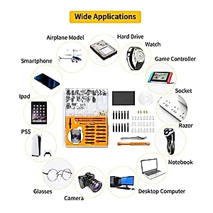 Upgraded All-in-One Magnetic Eyeglass Repair kit with Magnifying Glass, Repair Tool Kit with 12 Interchangeable Screwdriver Bits, Nose Pads, Screws and Tweezer for Eyeglass, Sunglass, Watch, Laptop