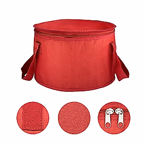 yongzhenlite 2 Pack Round Lunch Bag,Insulated Thermal Pastry and Pie Carrier,Reusable Insulated Cake Cooler Casserole Carrier Bags For Potluck,Picnics Food Delivery,11X7 Inch (Red Color)