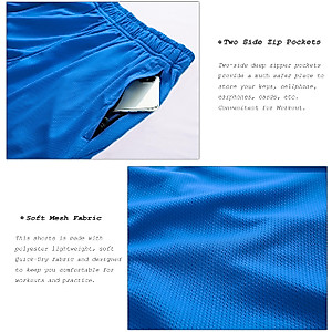 G Gradual Men's 7" Workout Running Shorts Quick Dry Lightweight Gym Shorts with Zip Pockets (2 Pack: Black/Blue Large)