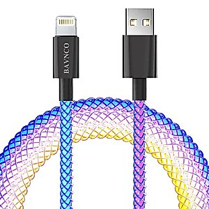 [Apple MFi Certified] iPhone Charger, BANVCO 3ft LED RGB Light Up Gradual USB to Lightning Fast Charging Cable High Speed Data Sync Cord for iPhone 14 13 12 11 Pro XS Max XR X 8 7 6 Plus SE More