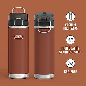 ICON SERIES BY THERMOS Stainless Steel Water Bottle with Spout 24 Ounce, Saddle
