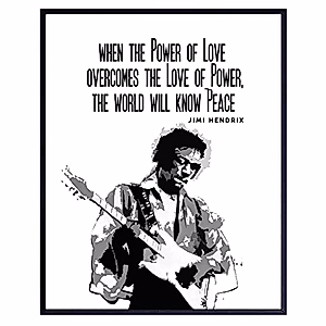 Jimi Hendrix Poster,- Inspirational Wall Art Print - Graffiti Street Art, Urban Home or Wall Decor - Gift for 60's Music, Woodstock Fans, Guitarists, Musicians - 8x10 Quote Photo Picture
