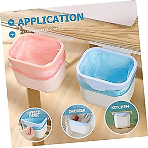 FONDOTIN Under Desk Drawer Trash Snack Container Desktop Garbage Basket Waste Bin for Office Dining Table Hidden Rubbish Can Office Trashcan Trash Can Bins Desktop Waste Bin Blue Plastic