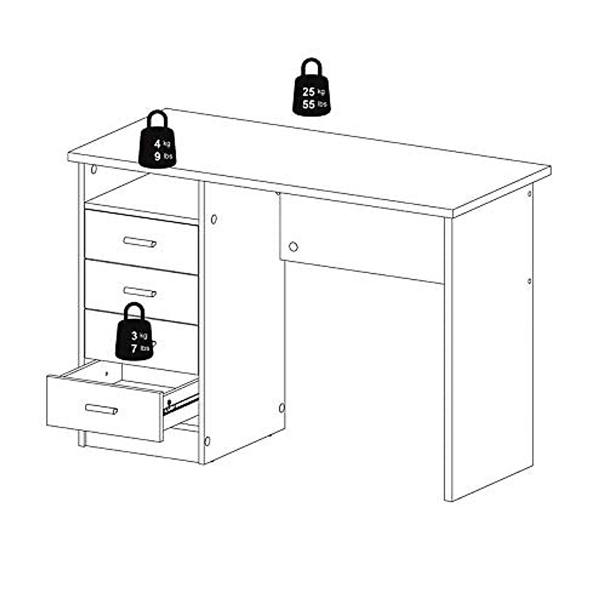 Tvilum Desk with 4 Drawers, Black Woodgrain