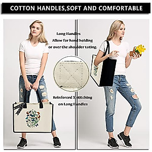 Canvas Tote Bag for Women Mom Mother Teachers Gifts, Personalized Large Tote Beach Bags For Birthday Wedding, Initial Totes Bag Custom for Friend Bride Bridesmaid