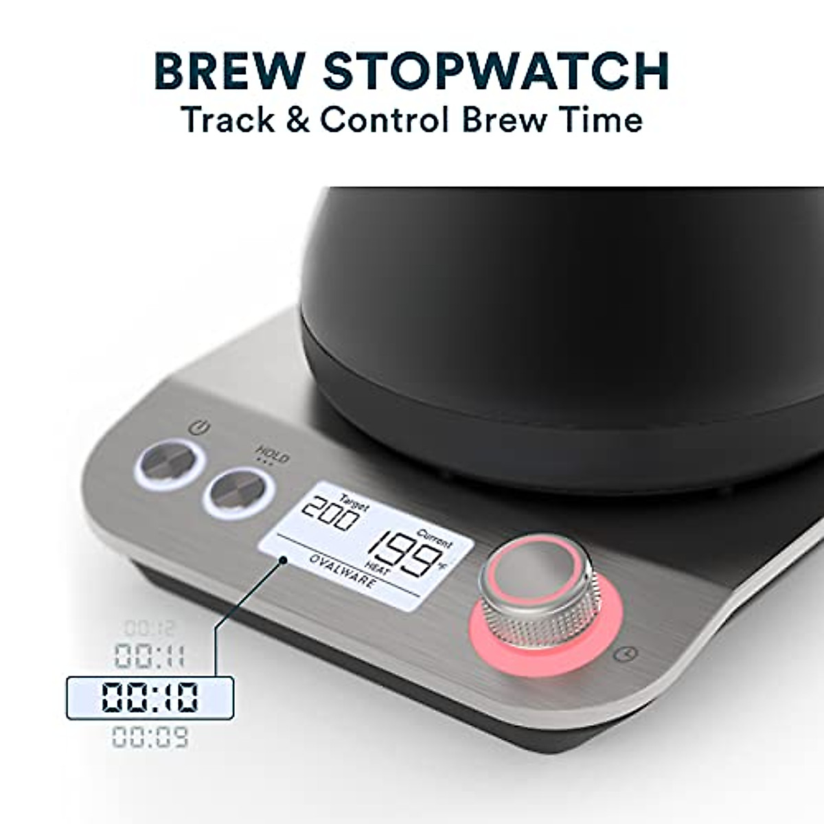 OVALWARE Electric Pour Over Gooseneck Kettle 0.8L, Variable Temperature Control, Quick Boil, Smart Automatic Shutoff, Stainless Steel, Fast Hot Water Boiler, Electronic Pot Heater, Coffee/Tea Maker