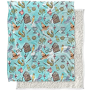Harry Potter Blanket, 50"x60", Water Color Pattern Silky Touch Sherpa Back Super Soft Throw Blanket