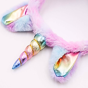 Ztl Foldable Unicorn Earmuffs for Girls Kids Women Soft Plush Winter Ear Warmers