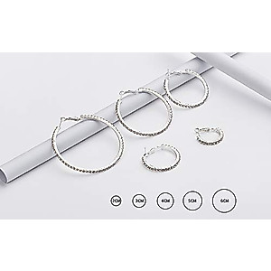 Royal Amoyy Hoop Earrings for Women and Girls, Shinning Rhinestone Hoop Earrings, Hypoallergenic Plated Alloy Earrings, Silver