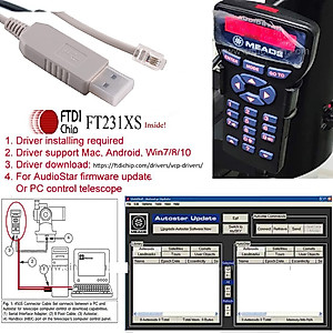usangreen USB to RJ9 Autostar Audiostar RS232 Interface Handbox Firmware Upgrade Cable for Meade #505 ETX127 ETX125 ETX-90 LXD75 LX80 LX90 LX65 Telscopes (Length:10FT)