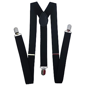 NAVISIMA Adjustable Elastic Y Back Style Suspender With Strong Metal Clips, Black (1 PK)