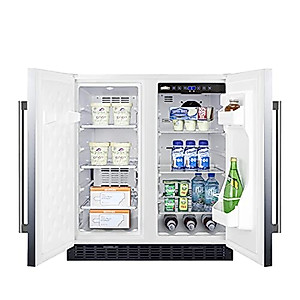 FFRF3075WSS 30" Side-by-Side Compact Refrigerator and Freezer with 5.4 cu. ft. Capacity LED Lighting Frost Free Operation High Temperature and Open Door Alarm in Stainless Steel and White Cabinet