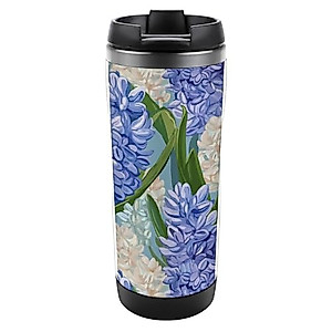 Hyacinth Flowers Travel Coffee Mug Reusable Insulated Drinking Cup with Lid for Home Outdoor Works 13 Oz