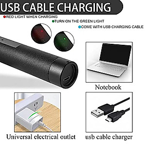 UNBIU Long Range Laser Pointer High Power, Green High Power Laser Pointer Flashlight for Adjustable Focus Green Laser Pointer for Night Astronomy Outdoor Camping Hunting and Hiking，USB Rechargeable