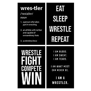 Damdekoli Motivational Wrestling Posters - 11x17 Inches, Set of 4
