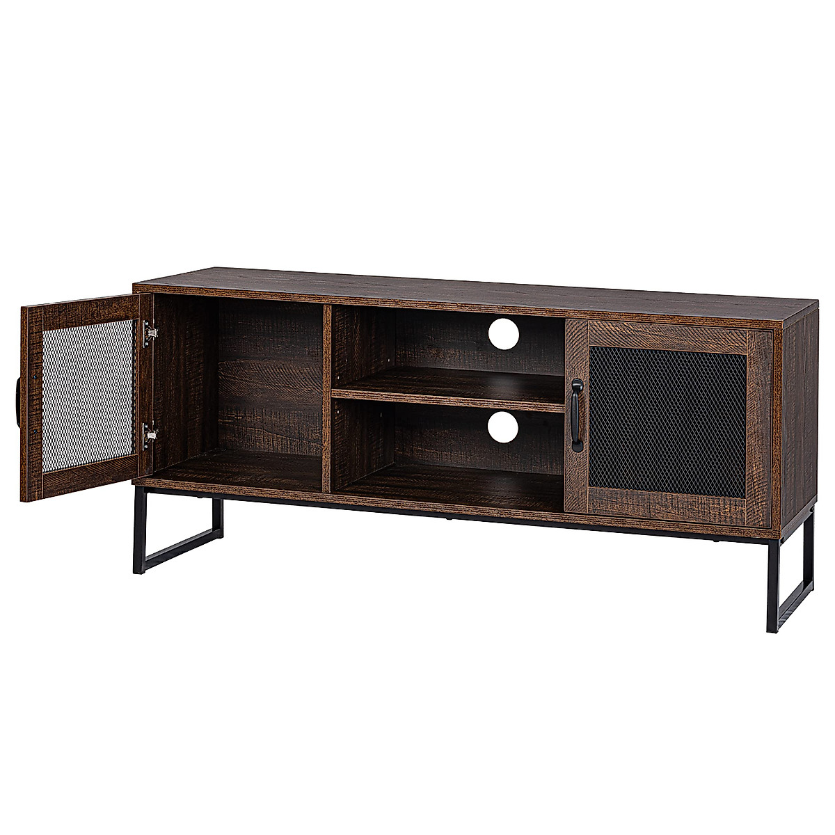 Spirich 48" Composite TV Stand, Fits TVs Up to 48 "with Metal Mesh Doors,Walnut