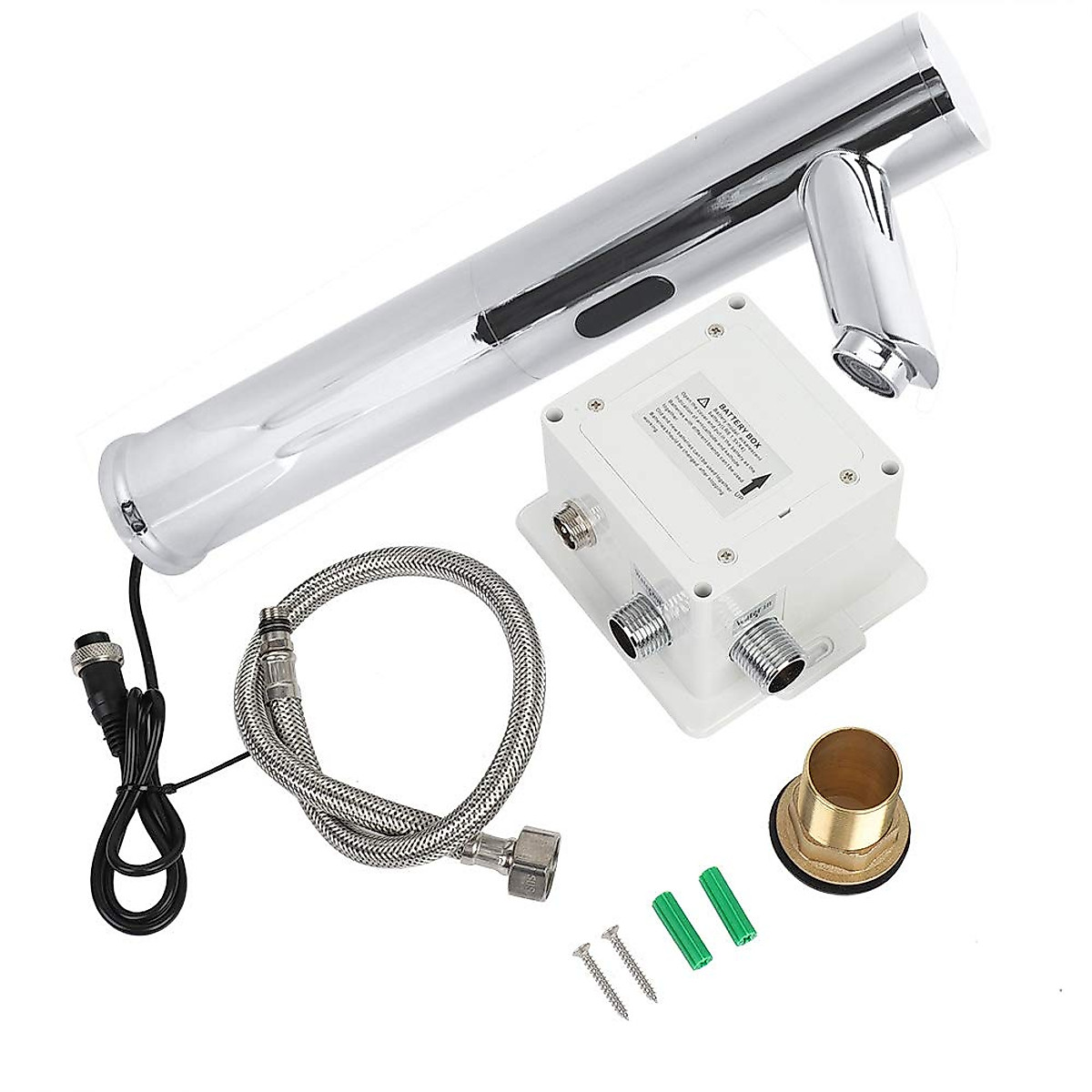 G1/2" Automatic Induction Bathroom Faucet, Copper Smart Touchless Hands Free Kitchen Sink Mixer Faucet with Control Box, Hose, Connector