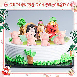 Lenwen 50 Pcs Cute Pink Pig Toy Figures Resin Miniature Pig Figurines Miniature Pig Cake Toppers for Cake Decoration, Home Decor, Mini Garden Decoration, Table Centerpieces, DIY Crafts