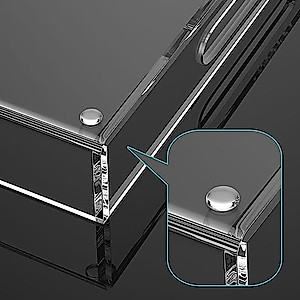 HIIMIEI Acrylic Tray, 16x20 Inches Clear Tray, Acrylic Serving Tray with Handles for Ottoman, Coffee, Appetizer, Breakfast, Bathroom (Clear)