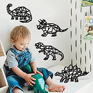 Dinosaur Wall Decor Dino Geometric Wooden Wall Art Nursery Room Decorations For Baby Boys Girls Toddlers Kids Bookshelf Bathroom Bedroom Classroom Bedroom Playroom Living Room Modern Minimalist Design