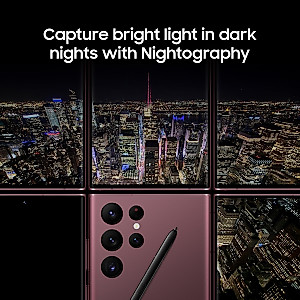 SAMSUNG Galaxy S22 Ultra Cell Phone, Factory Unlocked Android Smartphone, 256GB, 8K Camera & Video, Brightest Display Screen, S Pen, Long Battery Life, Fast 4nm Processor, US Version, 2022, Burgundy