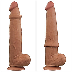 lovetoy 13.5" Soft Sliding Big Realistic Dildo Huge Suction Cup Dildo, Thick Anal Dildo Strap On Dildo Large Long Horse Dildo Giant Realistic Dual Density Dildo Adult Sex Toy