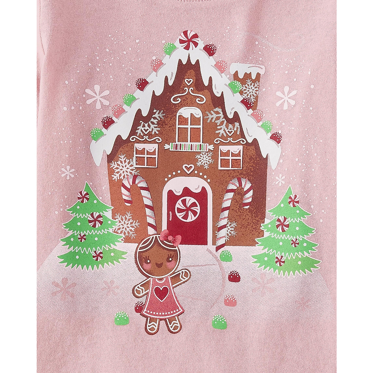 The Children's Place Baby Girls' and Toddler Long Sleeve Christmas Graphic T-Shirt, Gingerbread, 2T